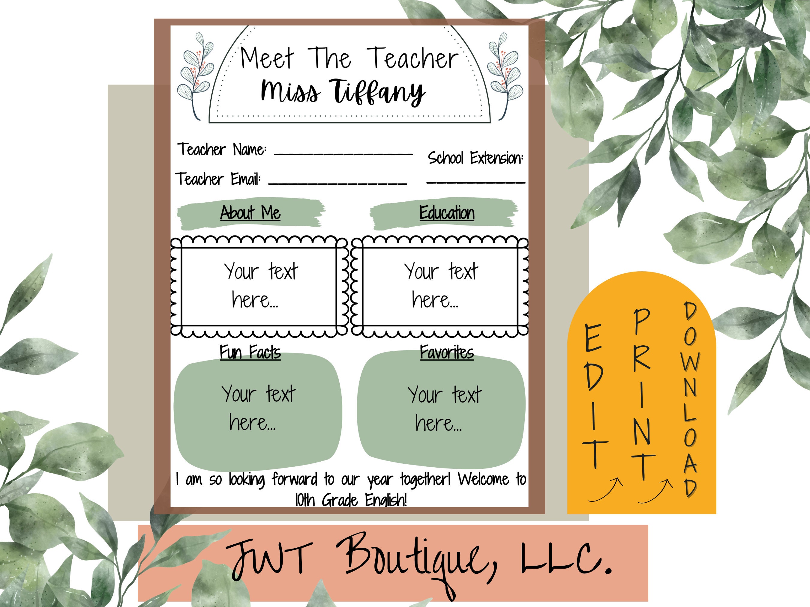 Meet the Teacher Template Editable Back to School Template - Etsy