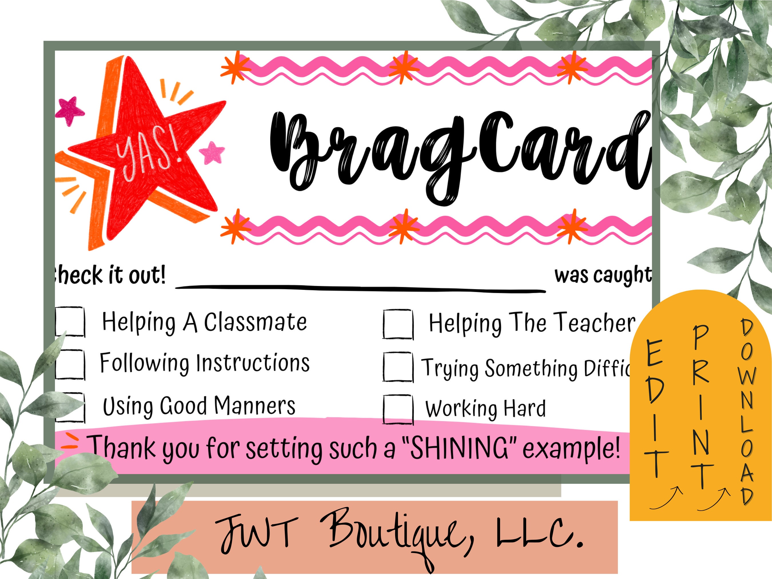 Brag Card, Teacher Note Cards, Teacher Positive Affirmation Cards, Back ...