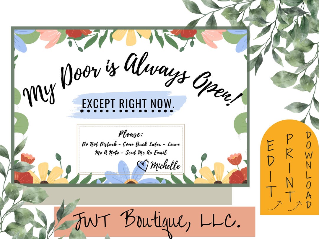 Office Door Sign Printable, Open Door Signs, Classroom Posters, Gifts ...