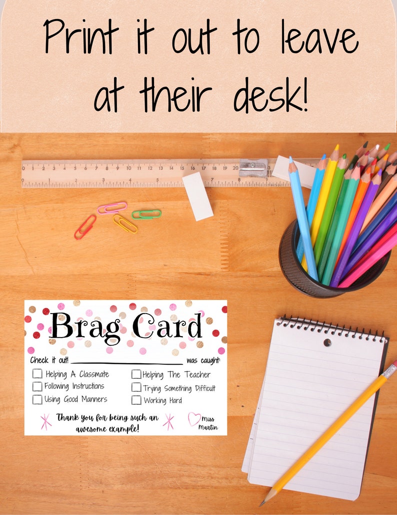 Valentines Brag Card, Teacher Note Cards, Teacher Positive Affirmation ...