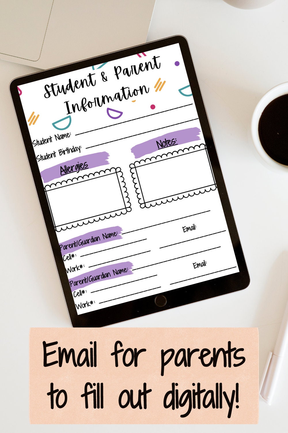 Student Parent Contact Information Form, Information Template, Sign in ...