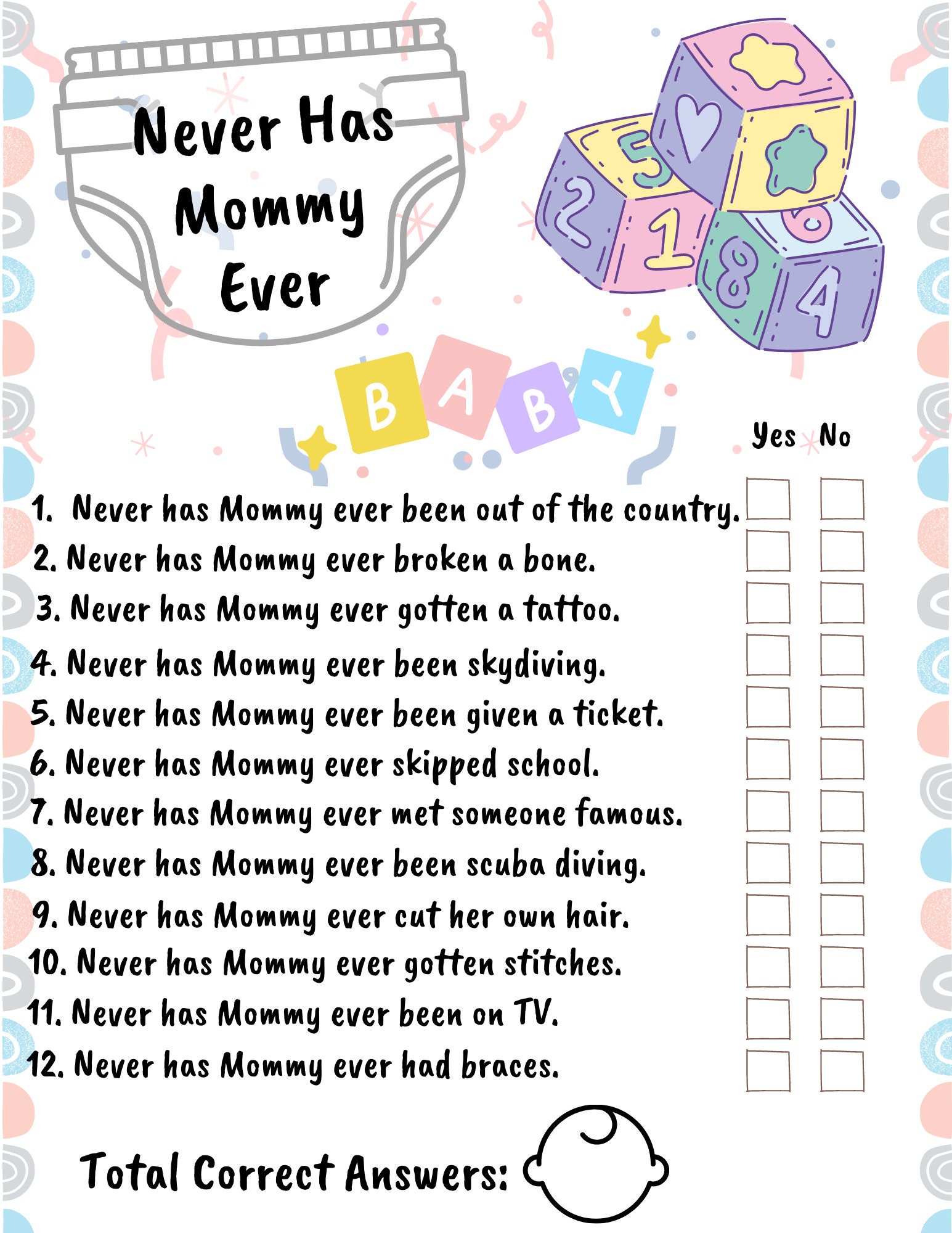 Fun Baby Shower Games Printable Baby Shower Games Simple - Etsy