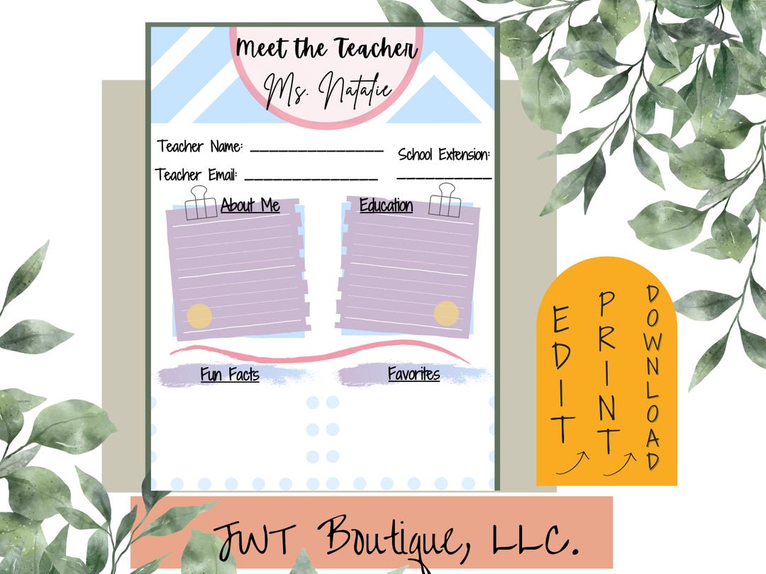 Meet the Teacher Template Editable, Back to School Template, Teacher ...