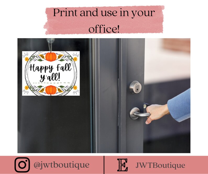 Fall Office Sign, Office Sign Printable, Office Signs, Happy Fall Yall ...