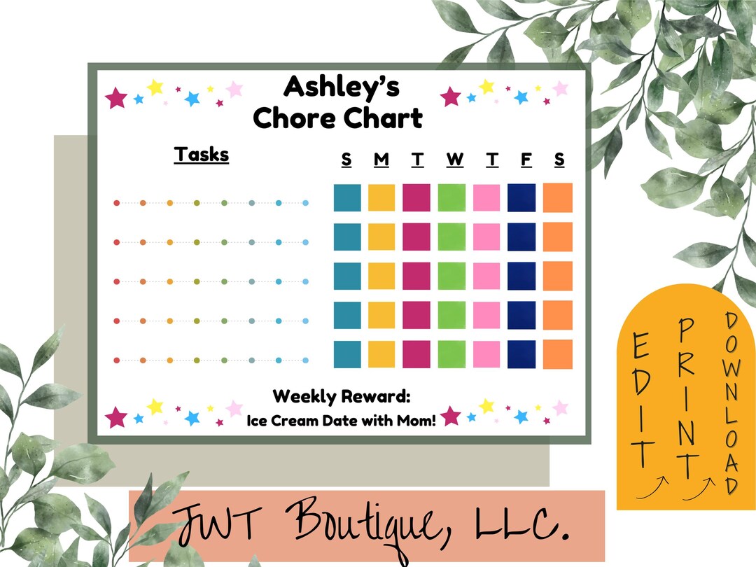 Kids Cleaning Schedule, Kids Chore Chart Template, Printable Cleaning ...