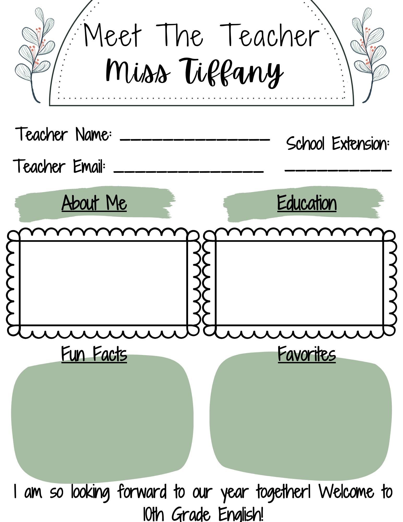 Meet the Teacher Template Editable, Back to School Template, Teacher ...