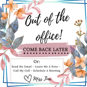 Office Sign for Wall, Out of Office Sign Template, Printable Office ...