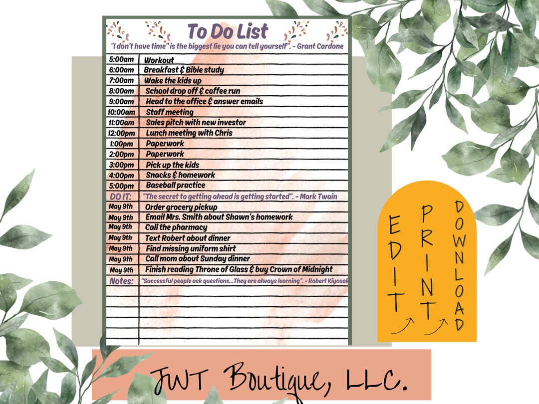 Daily To-do List, Hourly to Do Lists, Nurse to Do Lists, Teacher To-do ...