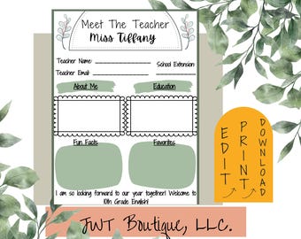 Editable Meet the Teacher Form Canva Template - Etsy
