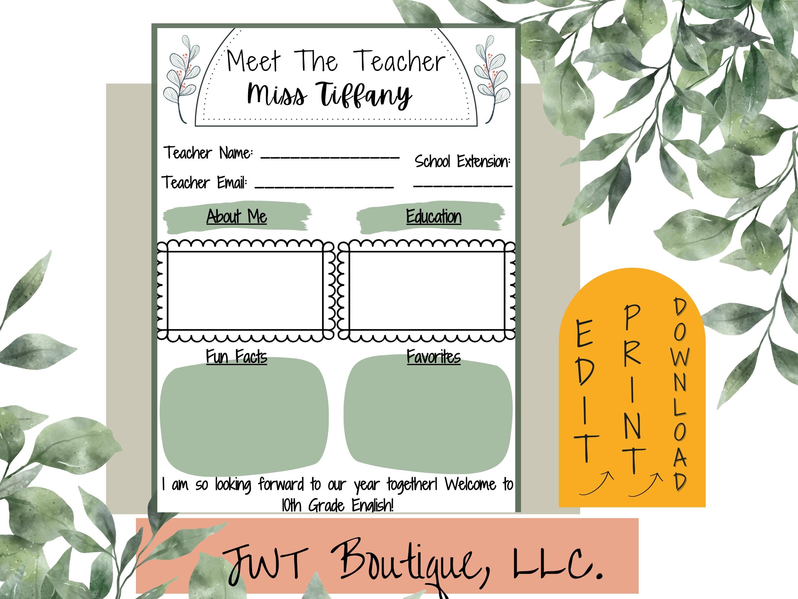 Meet the Teacher Template Editable, Back to School Template, Teacher ...