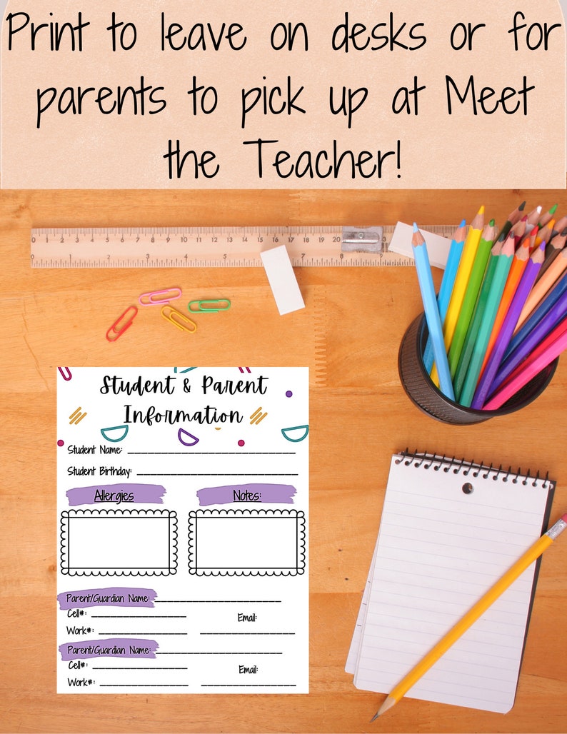 Student Parent Contact Information Form, Information Template, Sign in ...