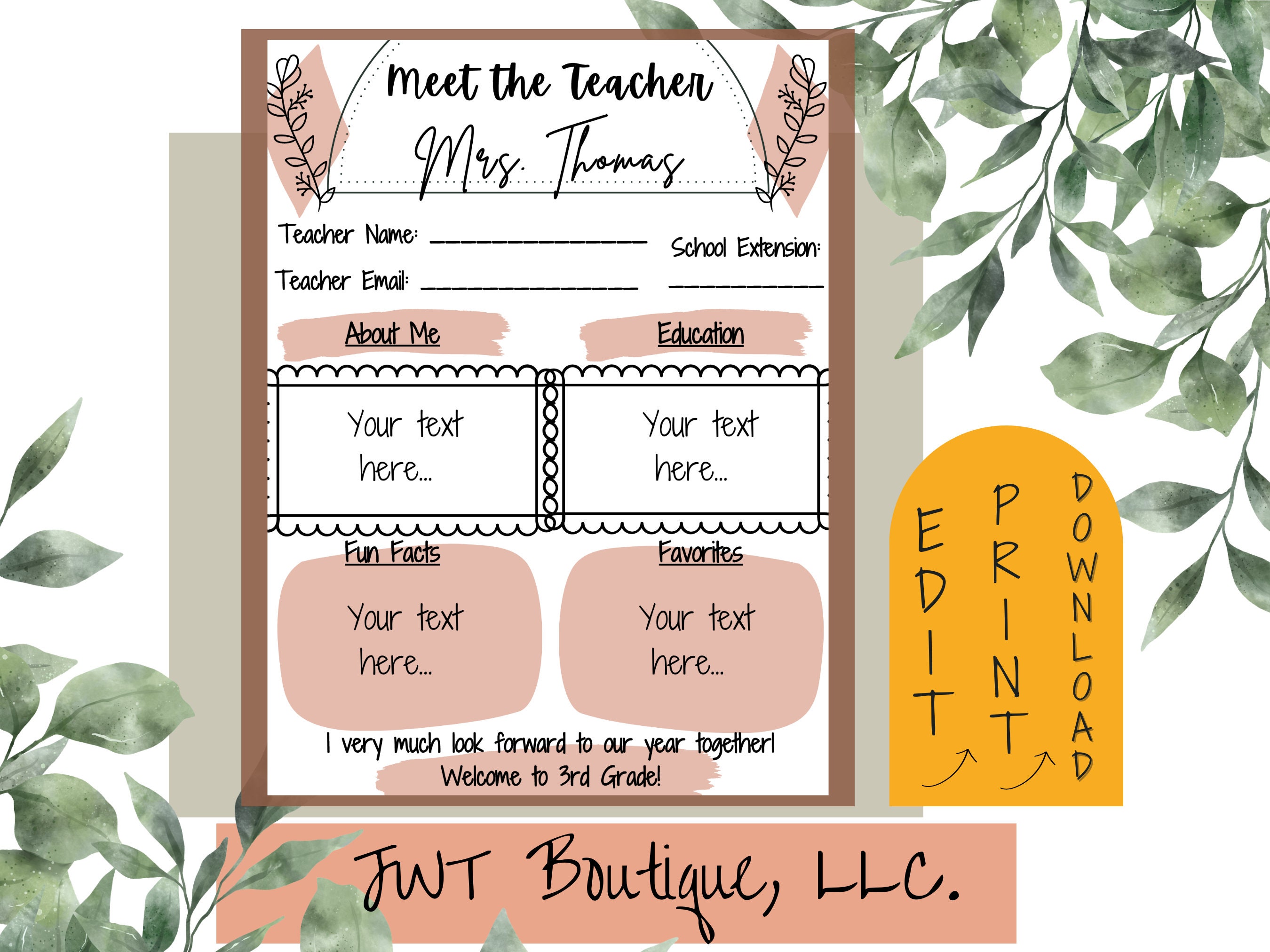Meet the Teacher Template Editable, Back to School Template, Teacher ...