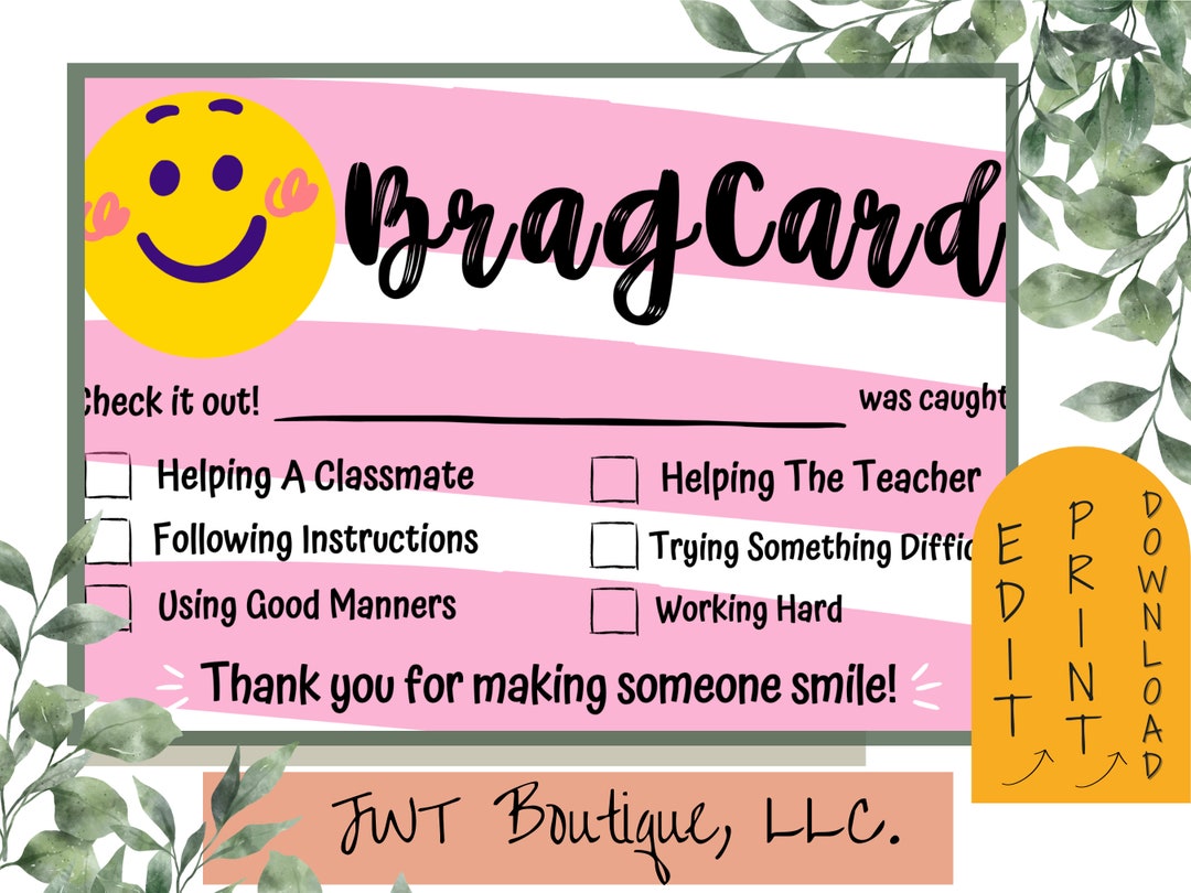 Brag Card, Teacher Note Cards, Teacher Positive Affirmation Cards, Back ...
