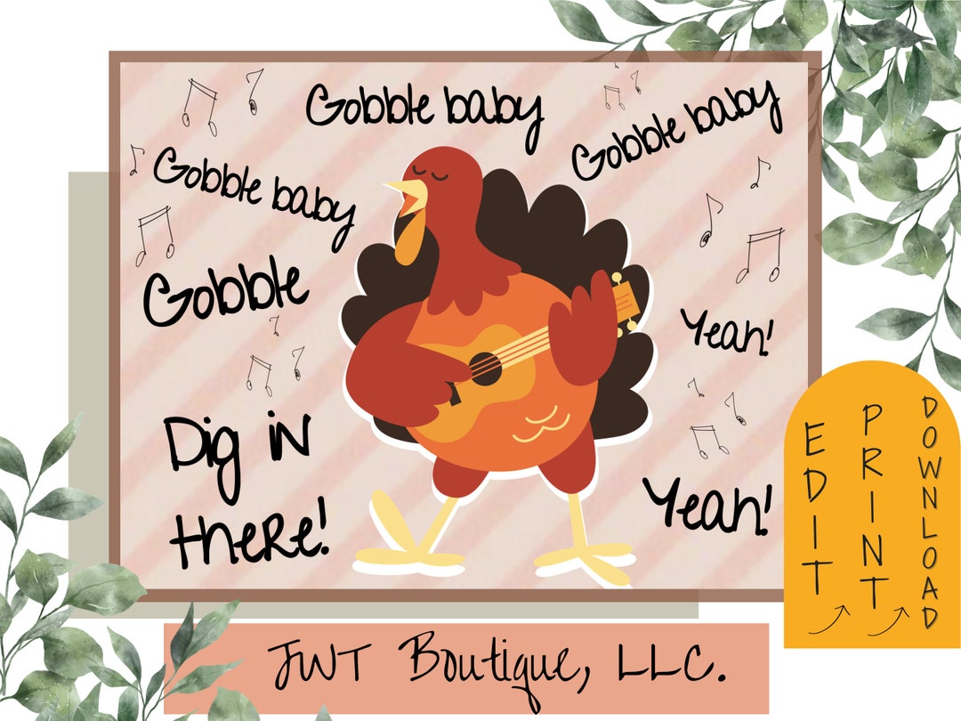 Printable Office Sign Gobble Gobble, Thanksgiving Decorative Sign, Dorm ...