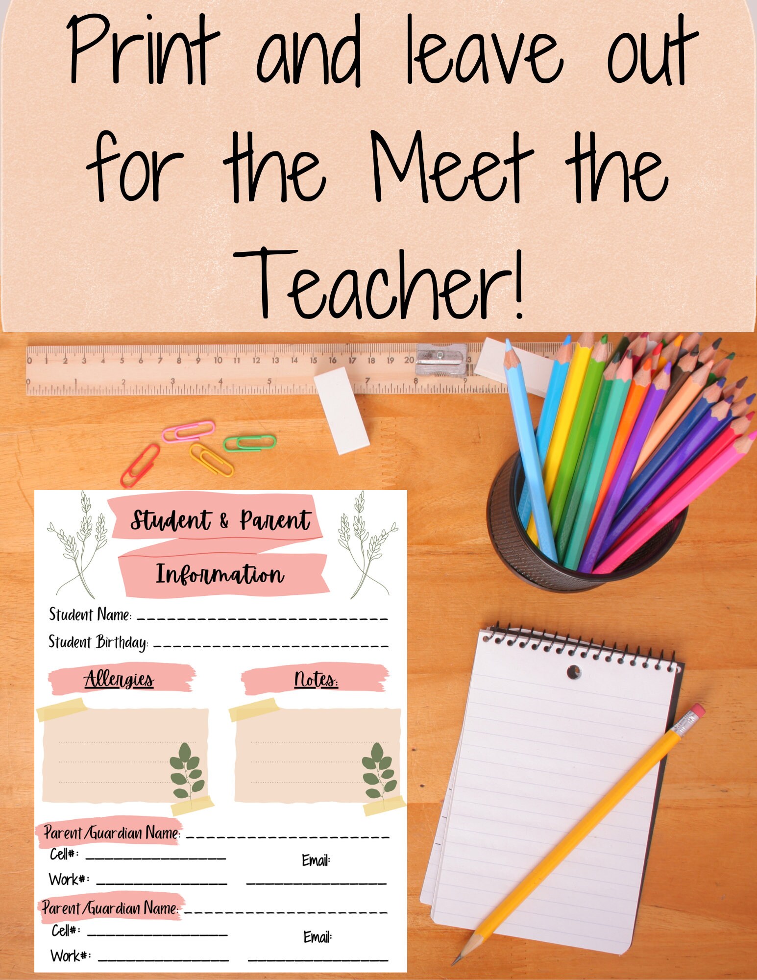 Student Parent Contact Information Form, Information Template, Sign in ...