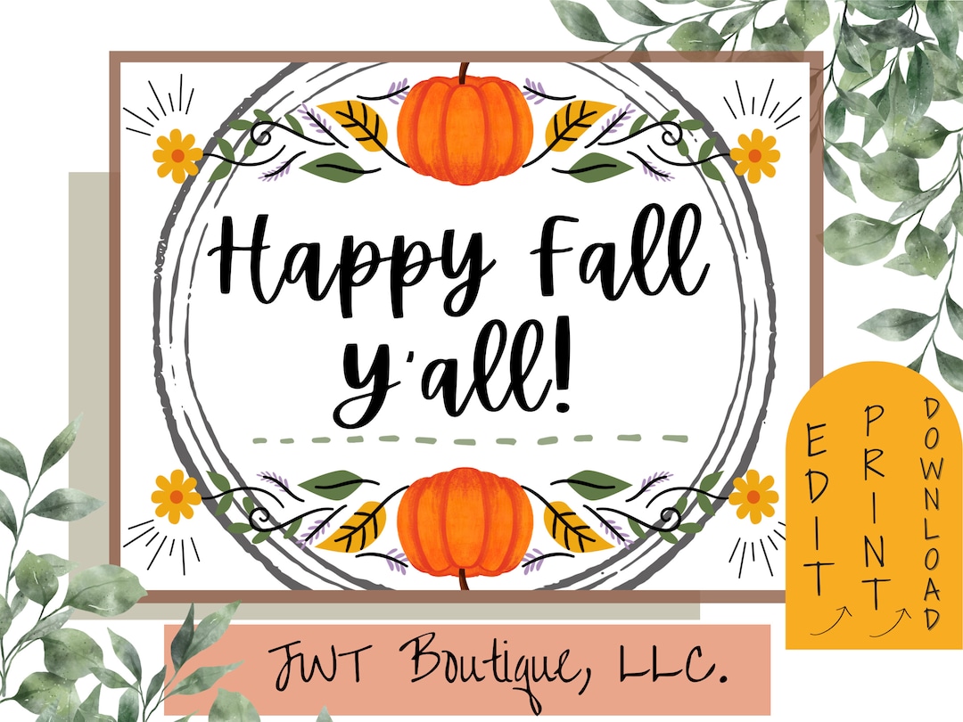 Fall Office Sign, Printable Office Signs, Happy Fall Yall Sign, Gifts ...