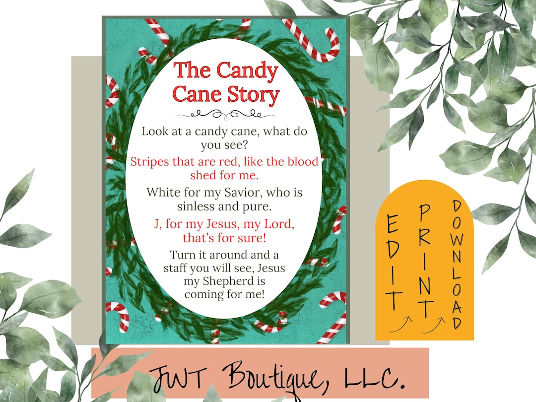 Candy Cane Story, Printable Story of the Candy Cane, Religious ...