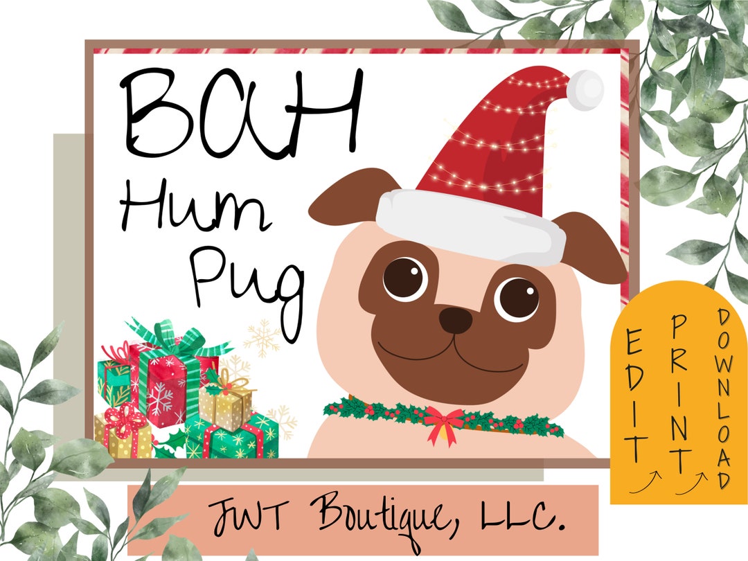 Printable Office Sign Bah Hum Bug, Christmas Decorative Sign, Dorm Room ...