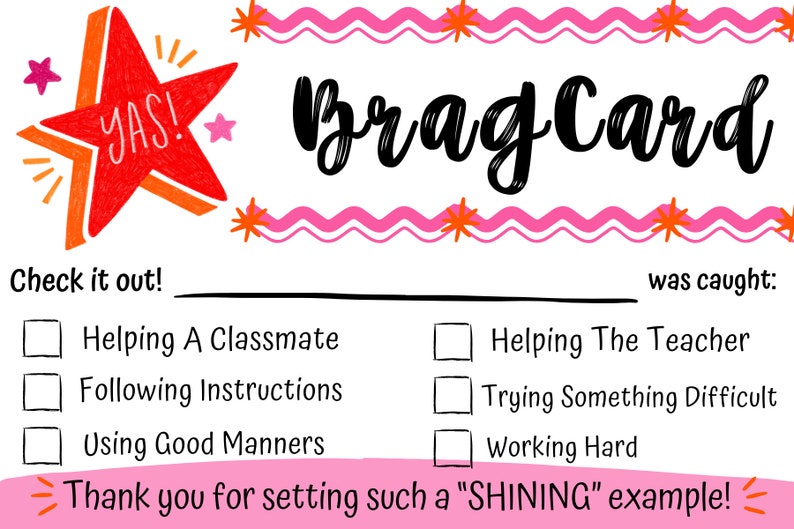Brag Card, Teacher Note Cards, Teacher Positive Affirmation Cards, Back ...