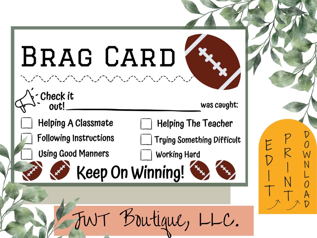Brag Cards, Teacher Note Cards, Sport Cards, Back to School Gift ...