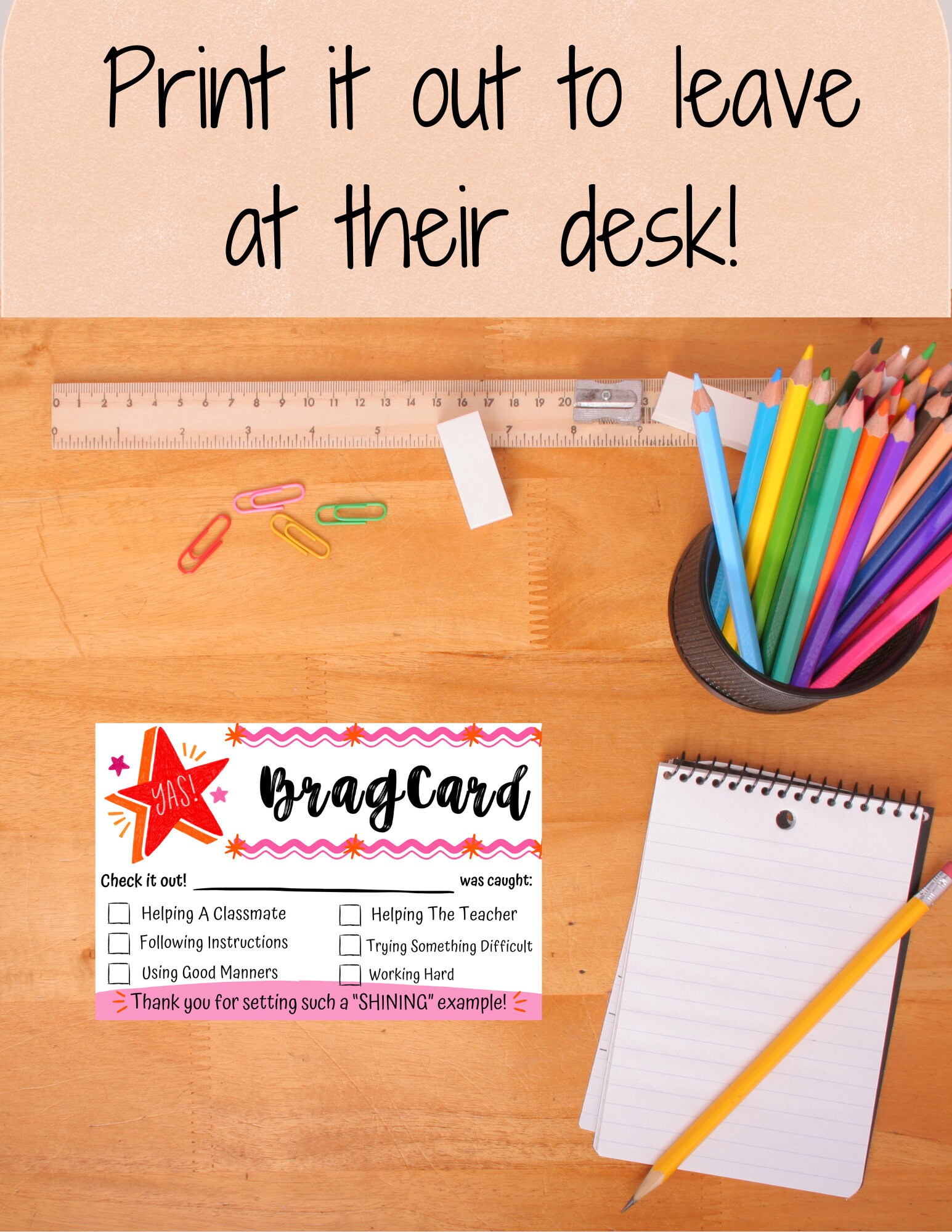 Brag Card, Teacher Note Cards, Teacher Positive Affirmation Cards, Back ...