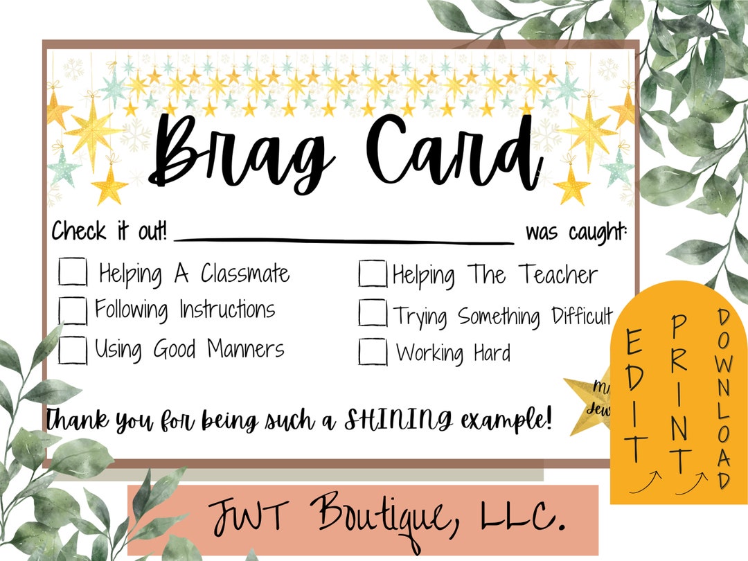 Brag Card, Teacher Note Cards, Teacher Positive Affirmation Cards, Back ...