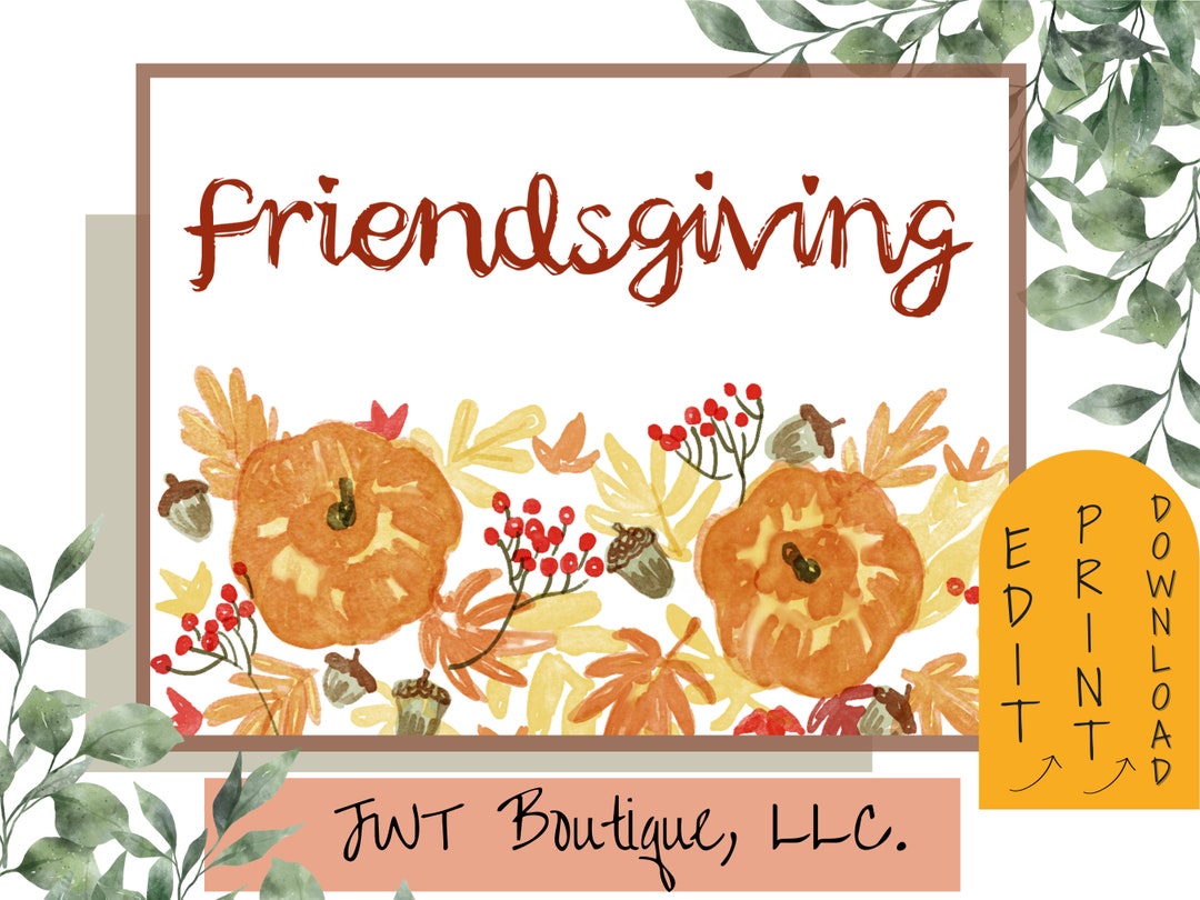 Printable Sign Friendsgiving Thanksgiving Decorative Sign - Etsy