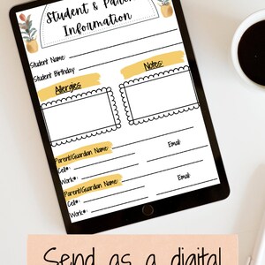 Student Parent Contact Information Form, Information Template, Sign in ...