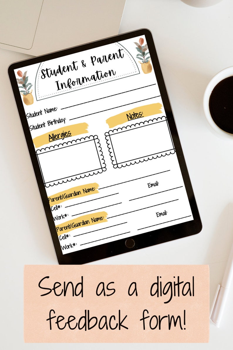 Student Parent Contact Information Form, Information Template, Sign in ...