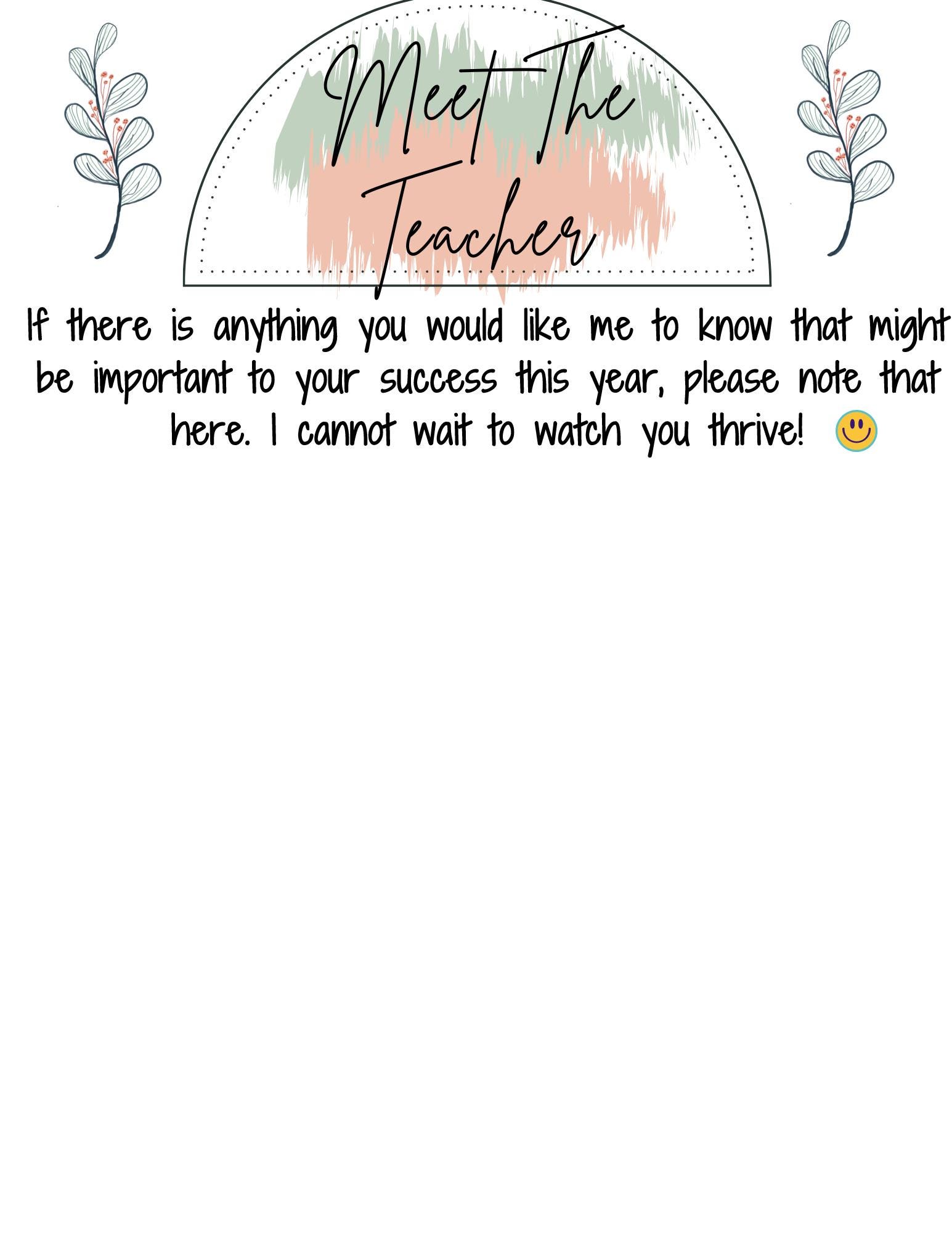 Meet the Teacher Template Editable, Back to School Template, Teacher ...