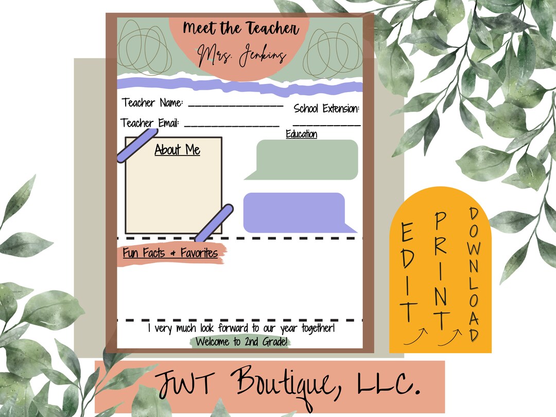 Meet the Teacher Template Editable, Back to School Template, Teacher ...