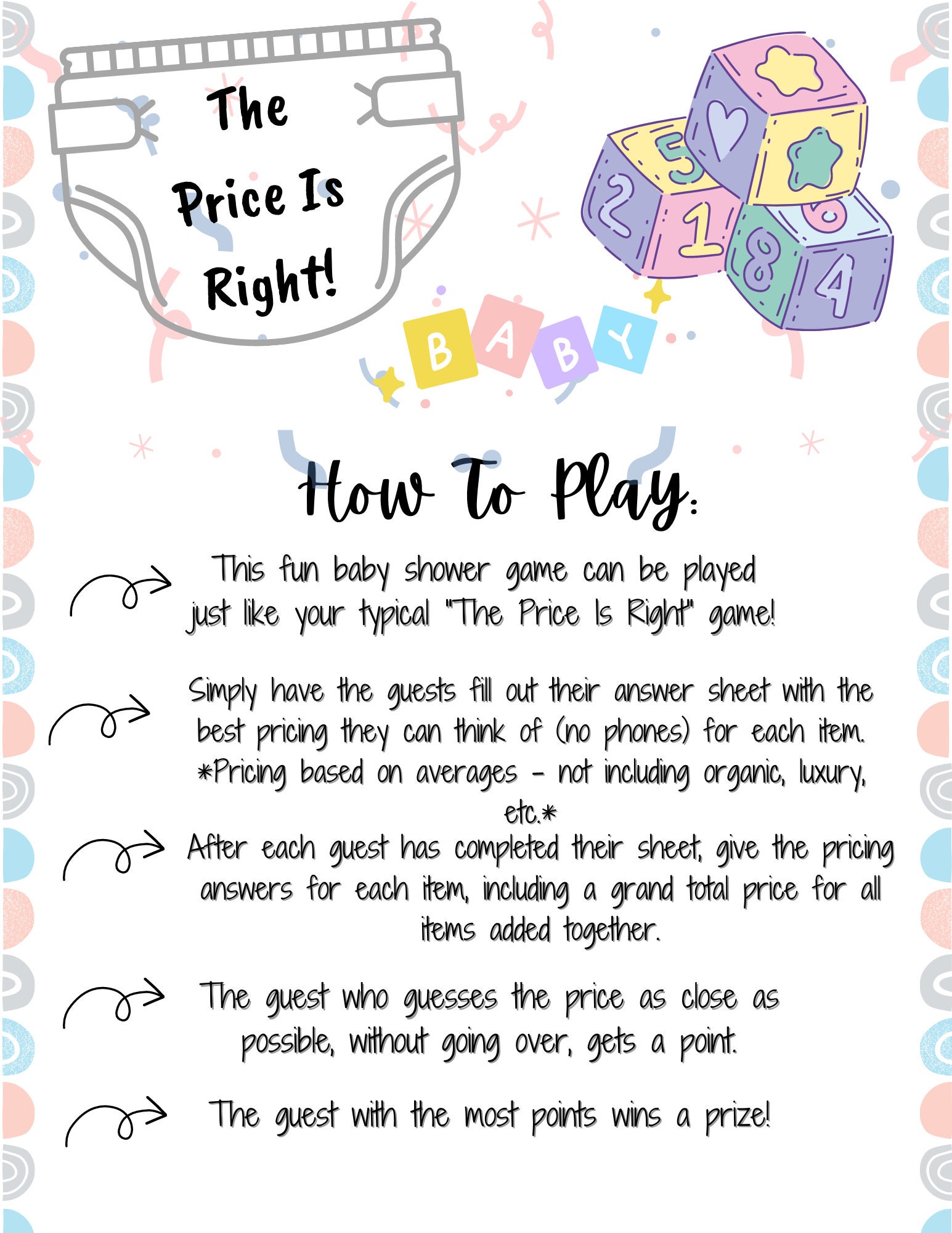 Baby Shower Game, Guessing Game Baby Shower, Baby Shower Game Boy, Baby ...
