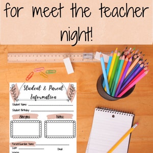 Student Parent Contact Information Form, Information Template, Sign in ...