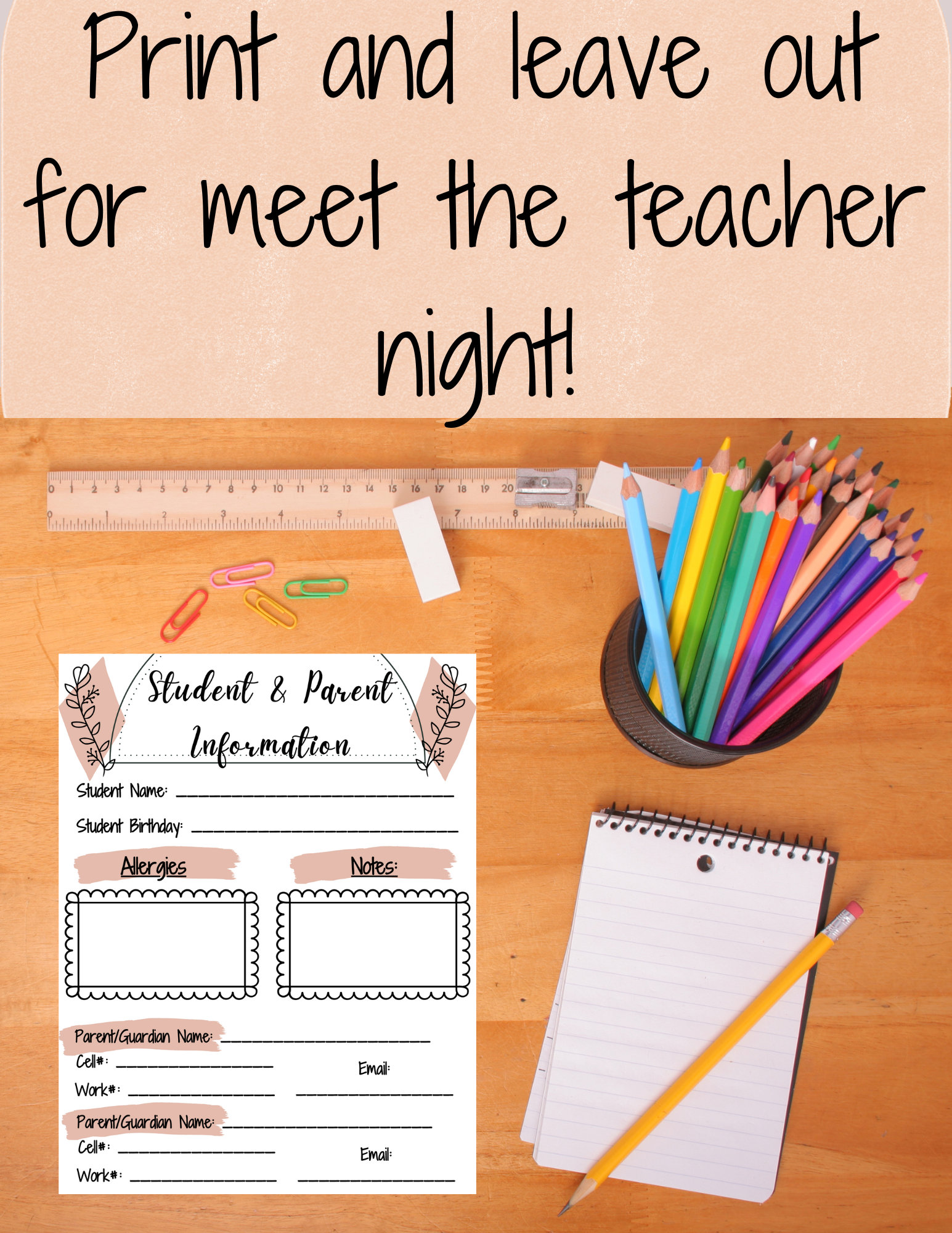 Student Parent Contact Information Form, Information Template, Sign in ...