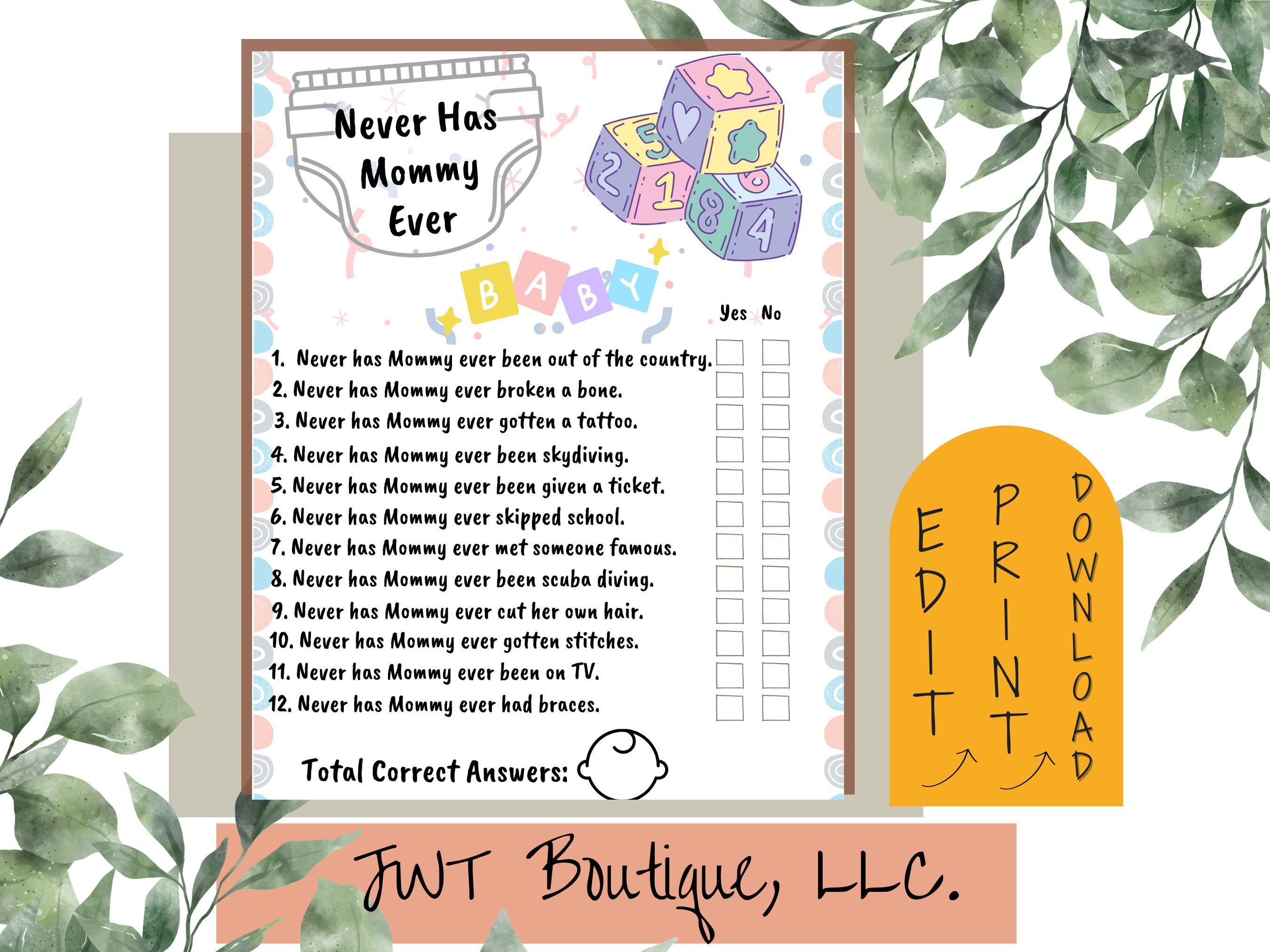 Fun Baby Shower Games Printable Baby Shower Games Simple - Etsy
