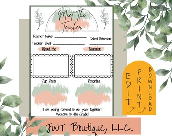 Editable Meet the Teacher Form Canva Template - Etsy