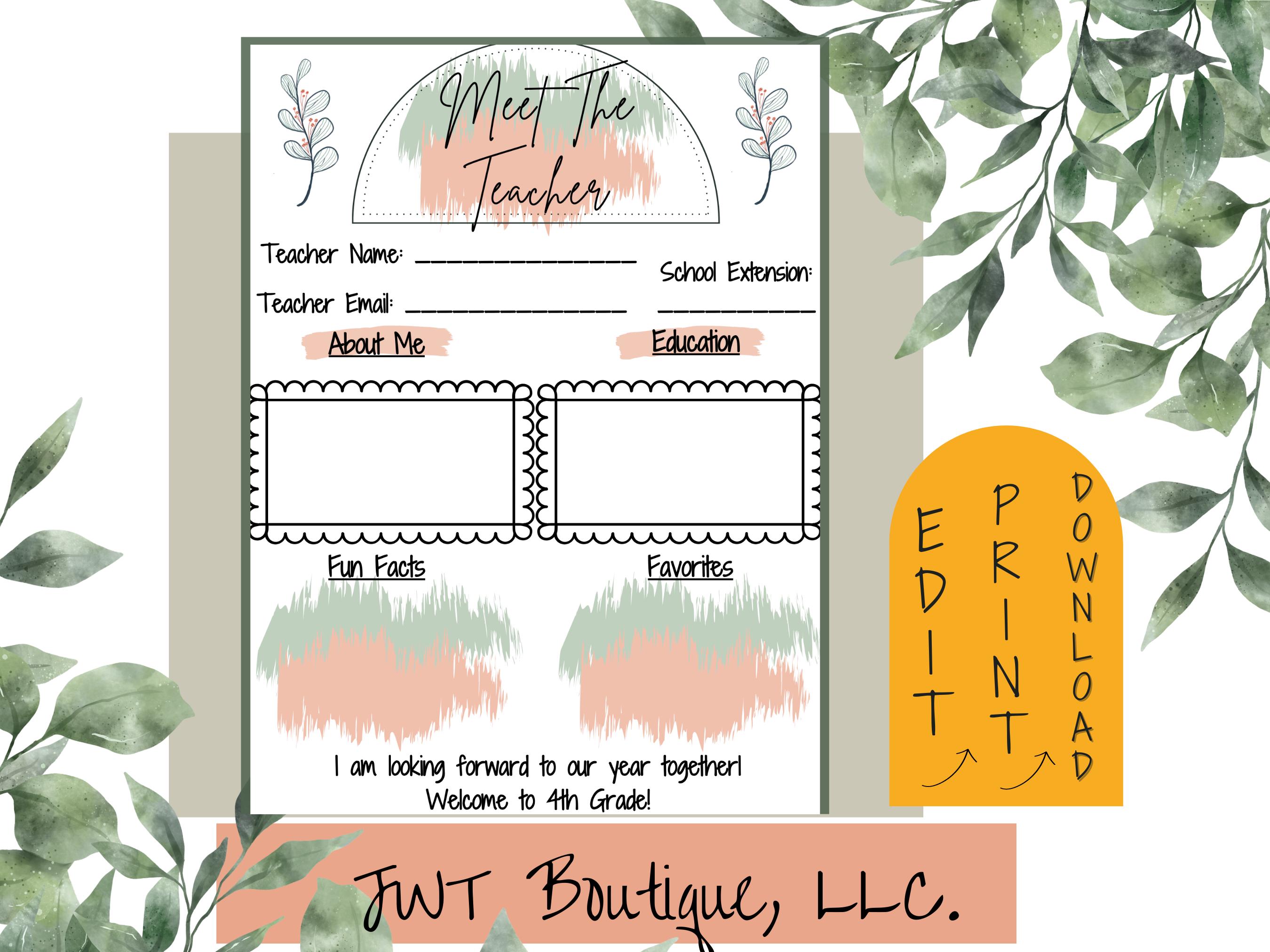 Meet the Teacher Template Editable, Back to School Template, Teacher ...