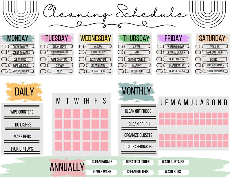 New Years Cleaning Schedule, Chore Chart Templates, Cleaning Chart ...
