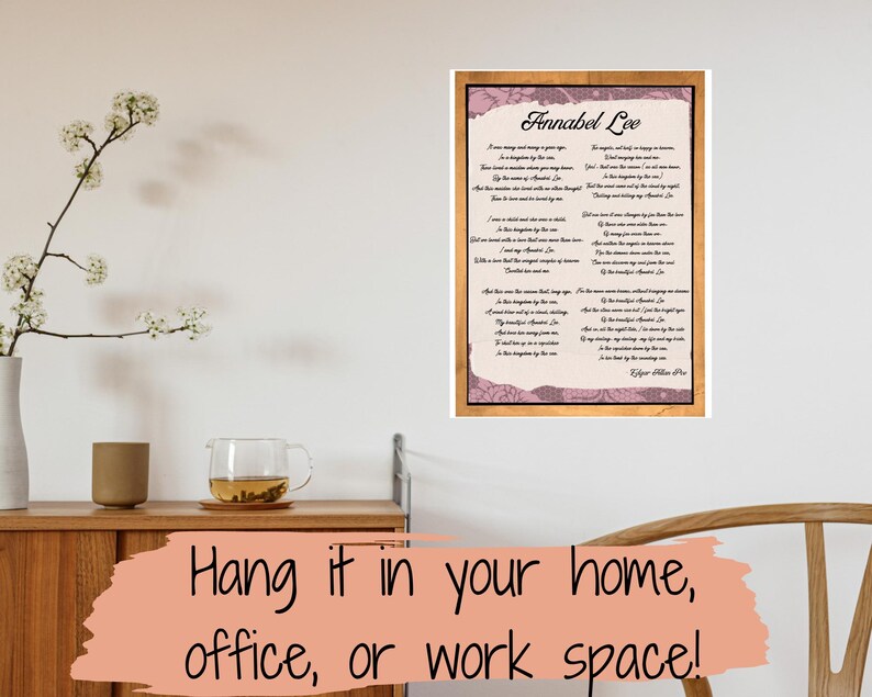 Annabel Lee Poem Print, Edgar Allan Poe, Valentines Gift (digital ...