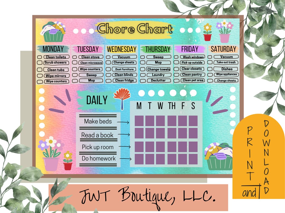 New Years Cleaning Schedule, Chore Chart Templates, Cleaning Chart ...