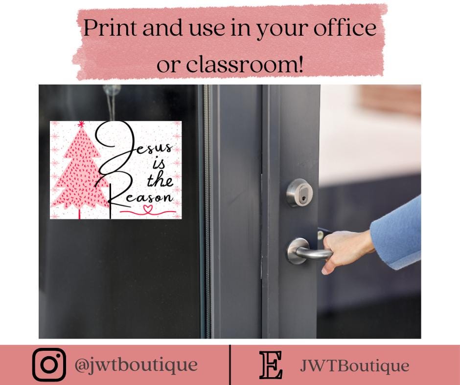 Printable Office Sign Religious, Christmas Decorative Signs, Jesus is ...