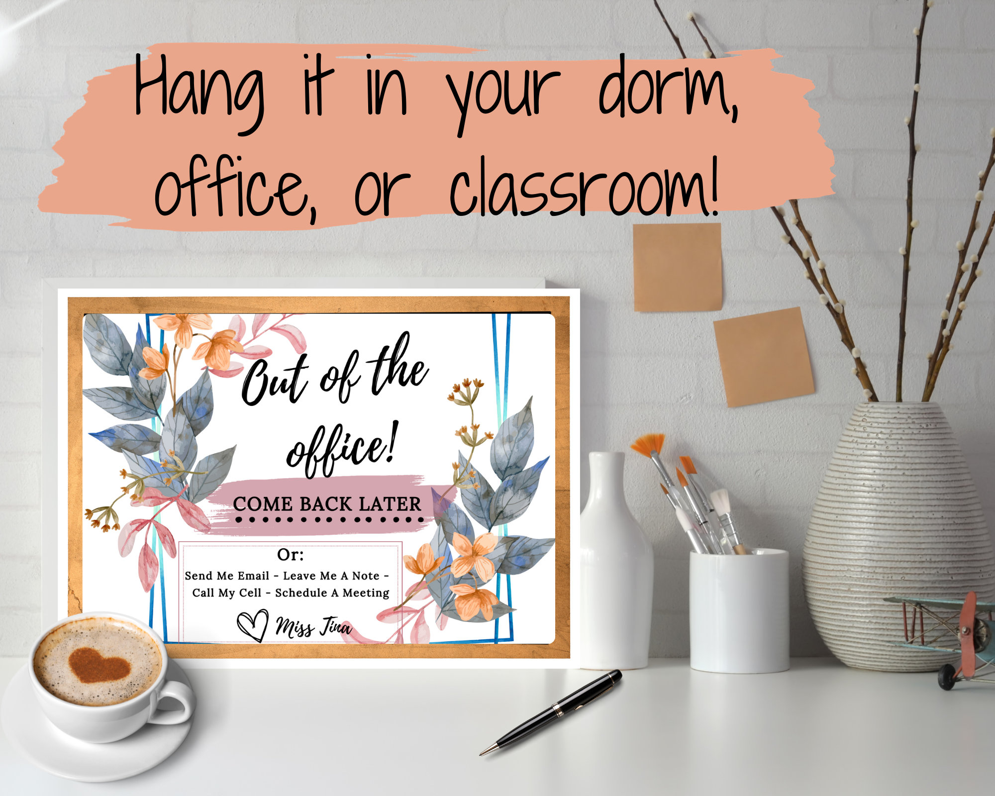 Office Sign for Wall, Out of Office Sign Template, Printable Office ...