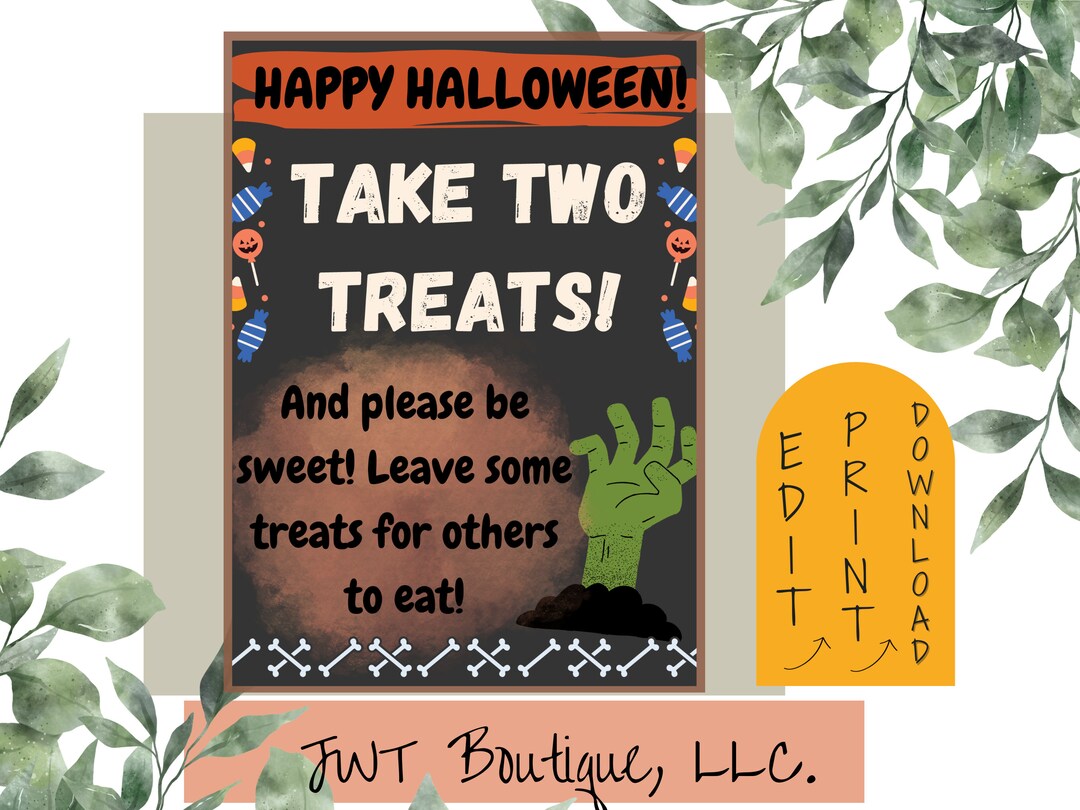 Cute Halloween Candy Bowl Sign, Trick or Treat Sign for Porch, Trick or ...