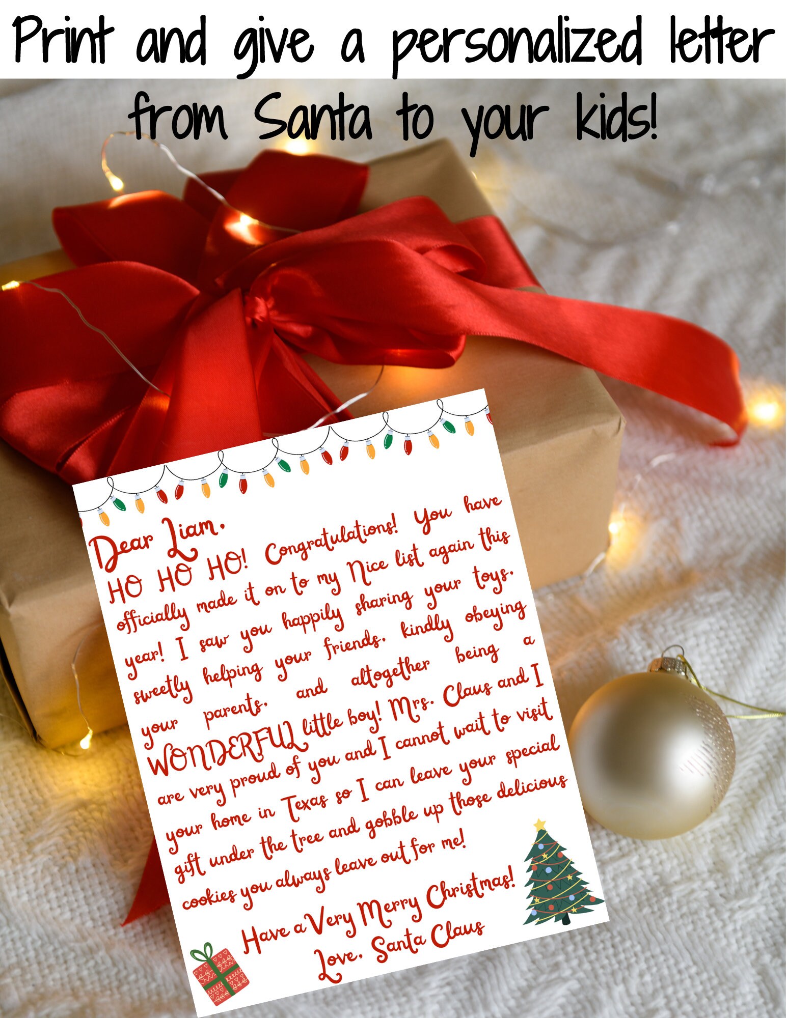 Personalized Letter From Santa, Printable Santa Letter for Kids, Letter ...