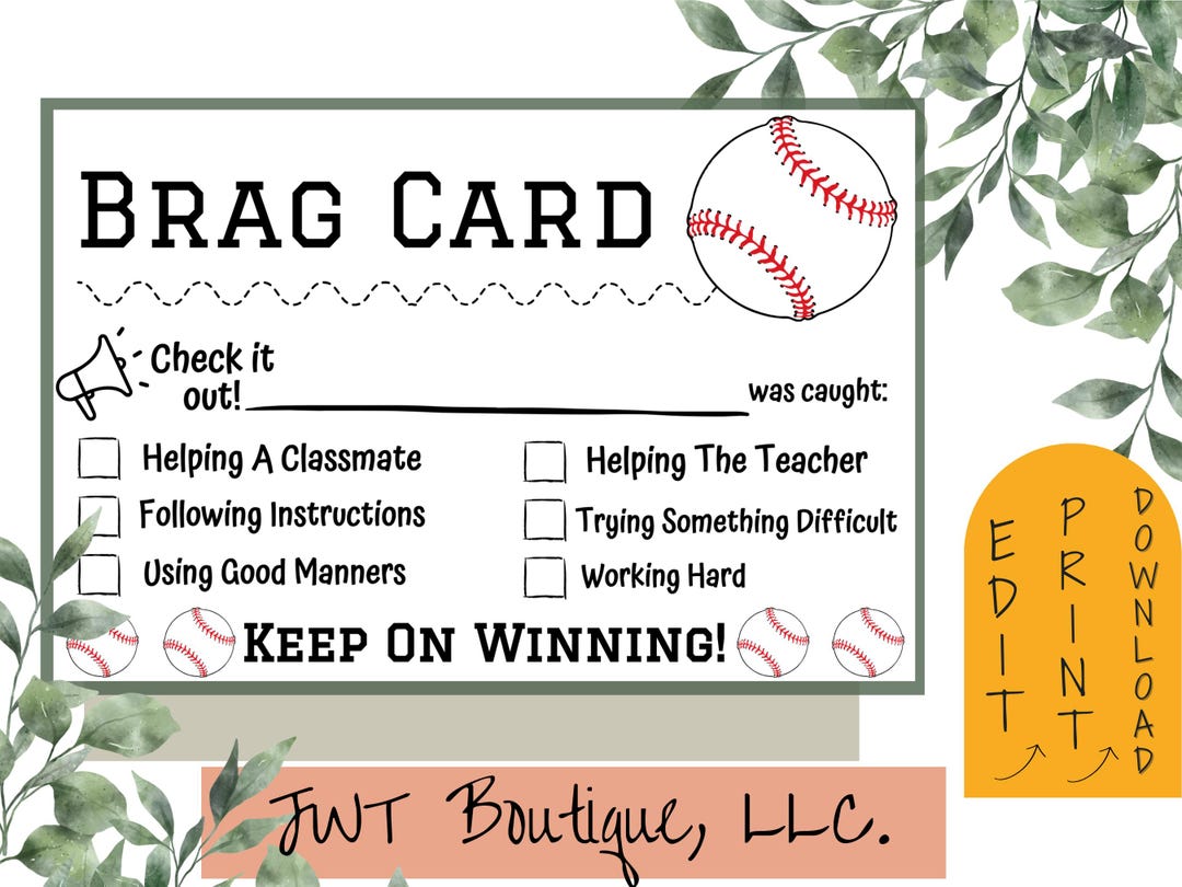 Brag Cards, Teacher Note Cards, Sport Cards, Back to School Gift ...