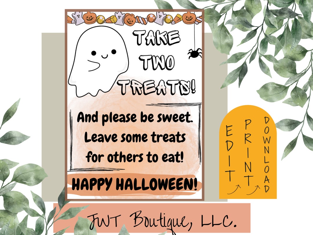 Cute Halloween Candy Bowl Sign, Trick or Treat Sign for Porch, Trick or ...