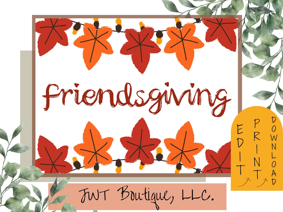 Printable Sign Friendsgiving, Thanksgiving Decorative Sign, Dorm Room ...