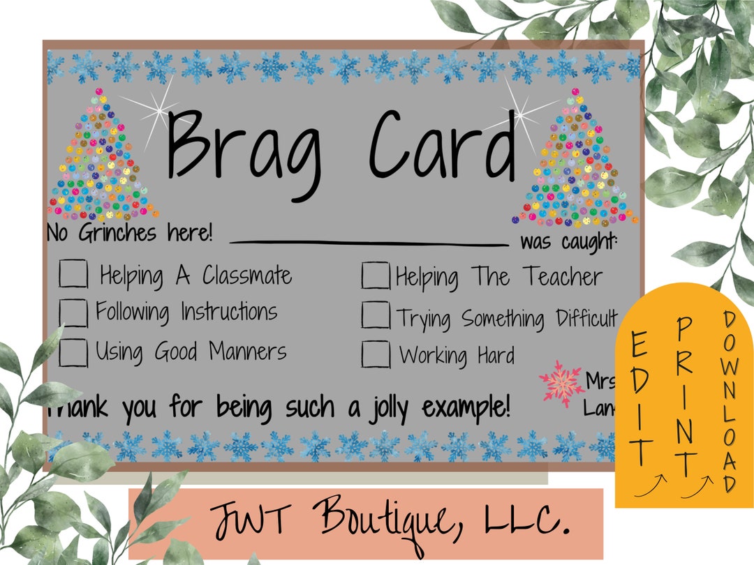 Brag Card, Teacher Note Card, Office Staff Encouragement Card, Back to ...