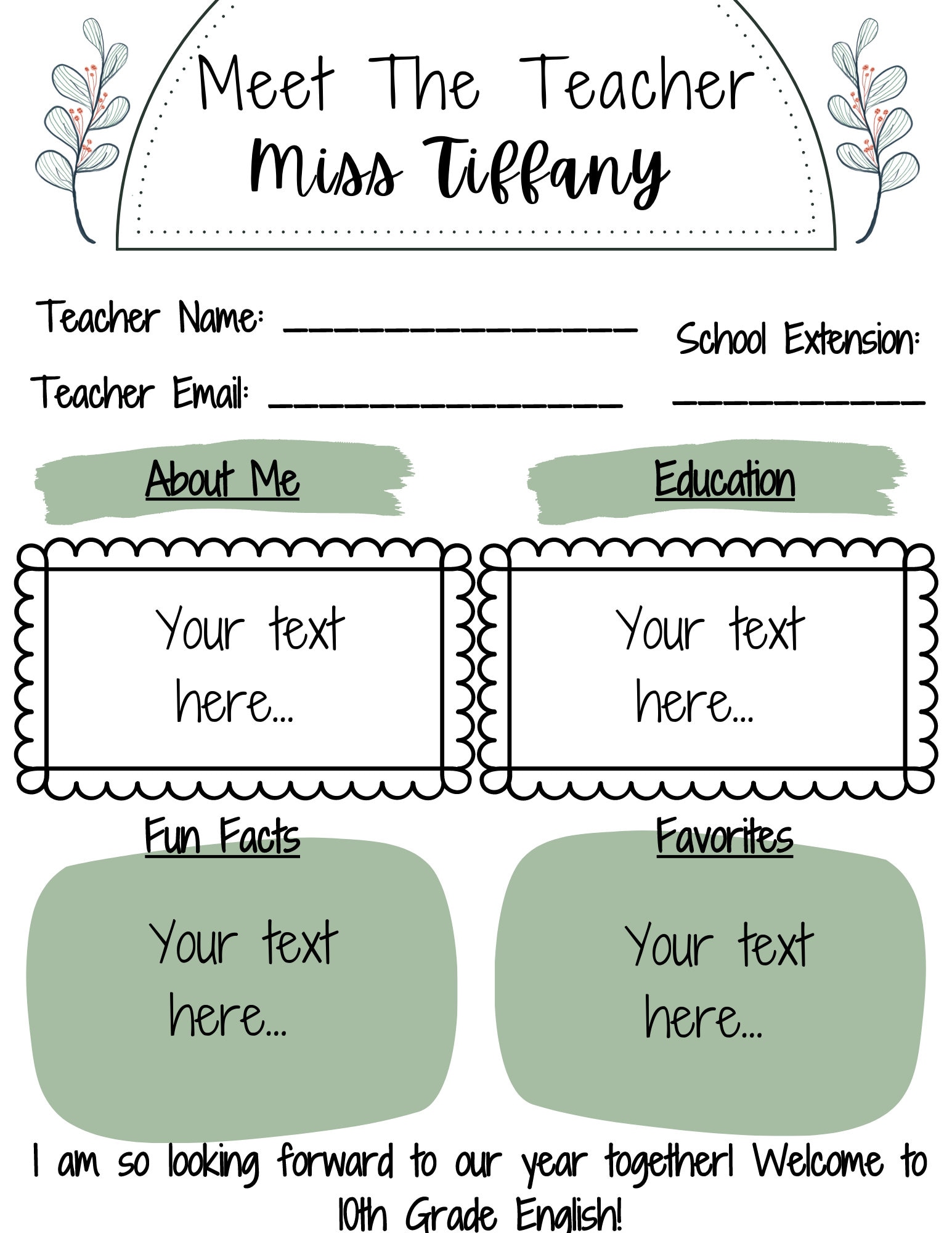 Meet the Teacher Template Editable Back to School Template - Etsy