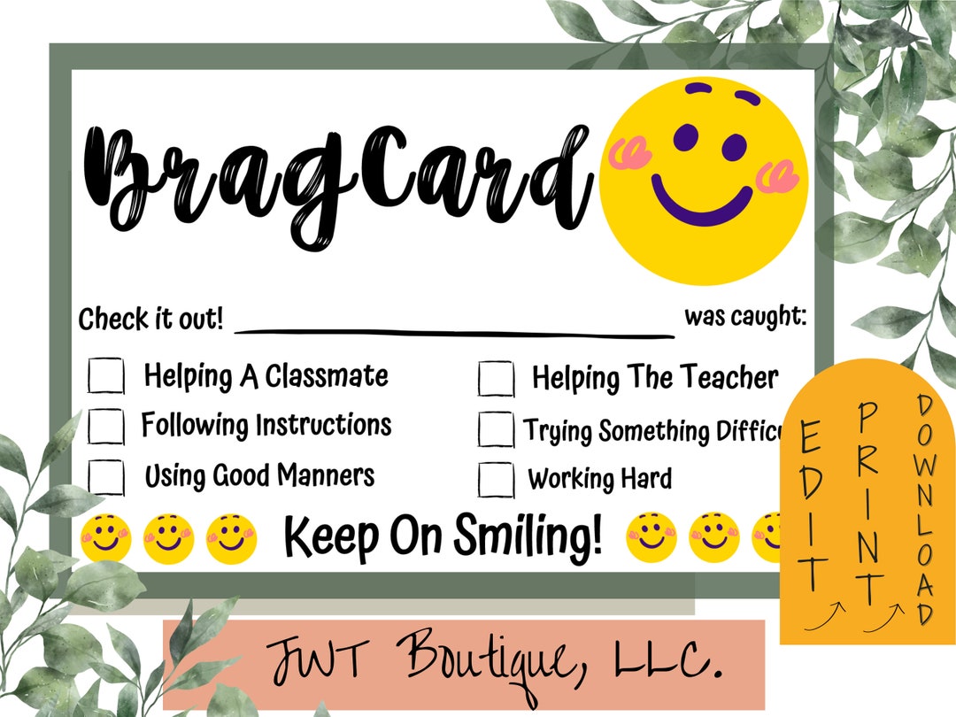 Brag Card, Teacher Note Cards, Teacher Positive Affirmation Cards, Back ...